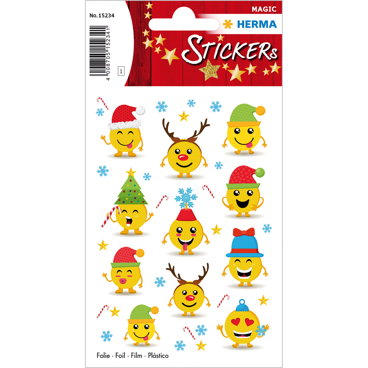 Stickers kerstmis emoji, folie